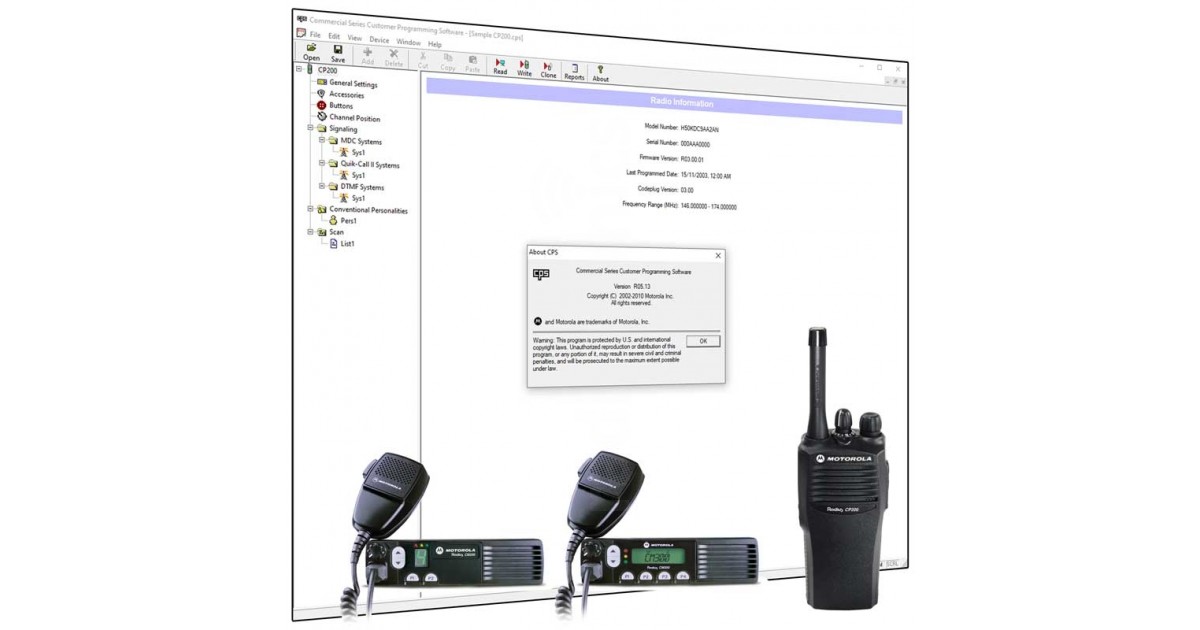 Motorola CP200, CM200, CM300 & PR400 Programming Software RVN4191S ...