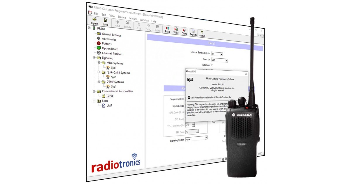 Motorola PR860 Programming Software - Radiotronics Canada