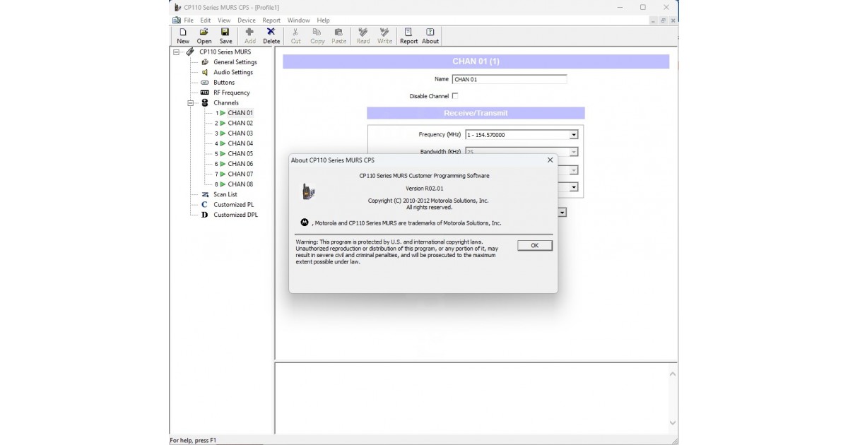 Motorola CP110, CP110D Legacy Programming Software - Radiotronics Canada