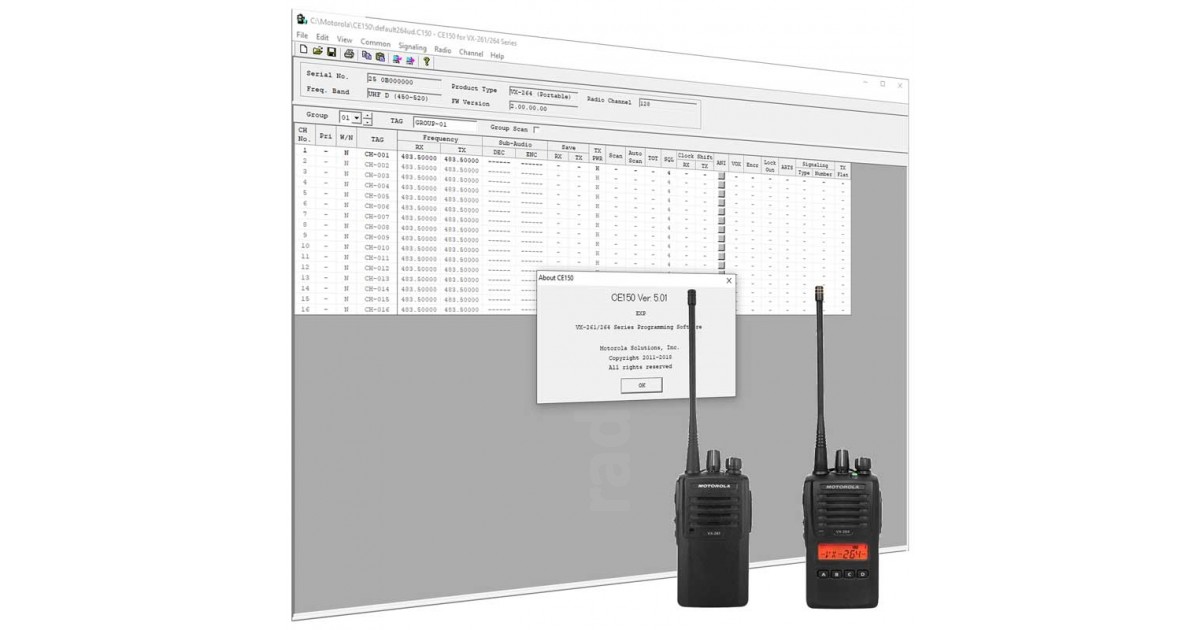 Motorola Vertex Standard CE-150 VX-261 & VX-264 Programming Software ...