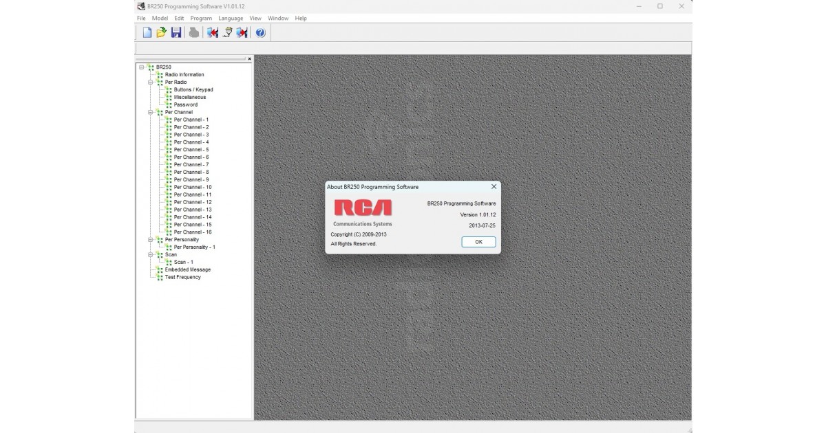 RCA BR250 (BR250U & BR250V) Programming Software - Radiotronics Canada