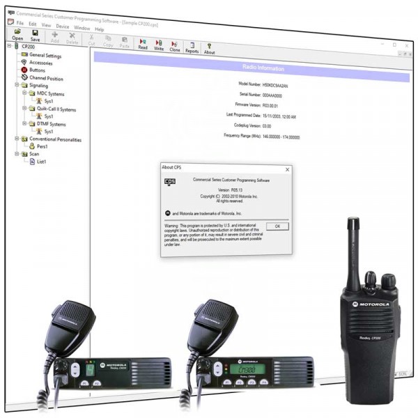 Motorola CP200, CM200, CM300 & PR400 Programming Software RVN4191S ...